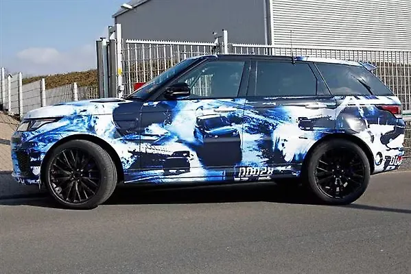 Range Rover Sport RS spotted testing in a blue body wrap - CarWale