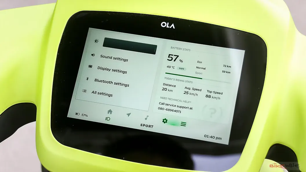 OLA S1 Air Instrument Cluster Image – BikeWale