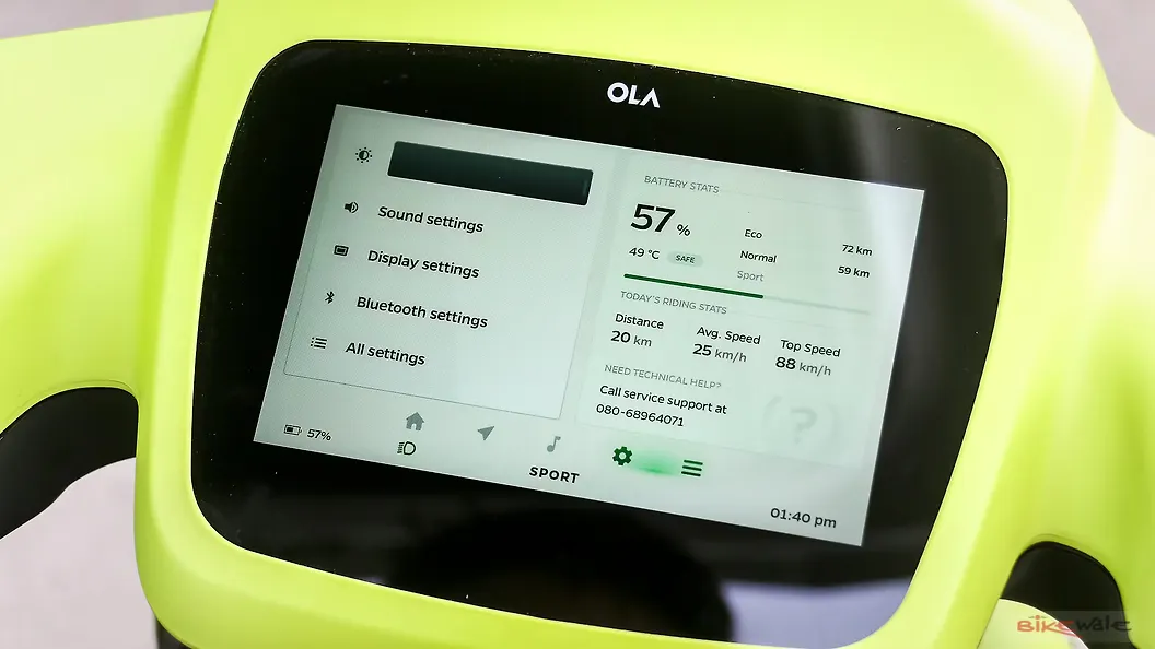 OLA S1 Air TFT Touchscreen Instrument Cluster Image – BikeWale