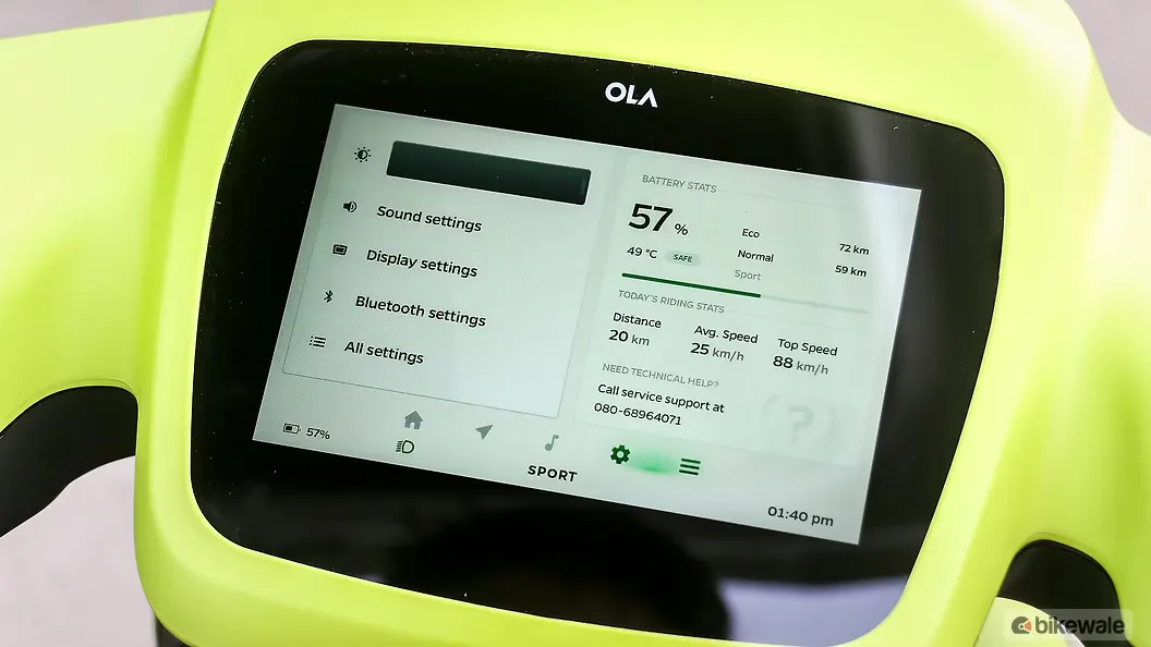 OLA S1 Air TFT Touchscreen Instrument Cluster Image – BikeWale