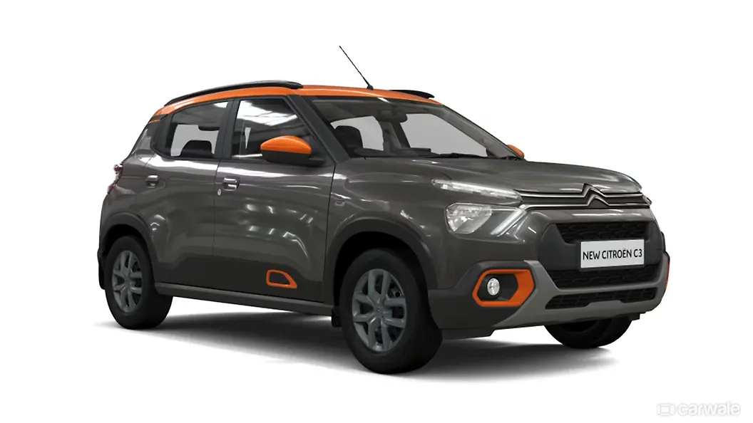 Citroen C3 Platinum Grey with Zesty Orange roof Colour - CarWale