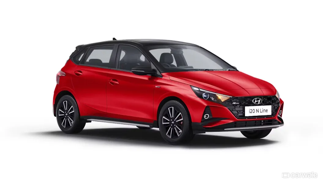 Hyundai i20 N Line Fiery Red with Black roof Colour - CarWale