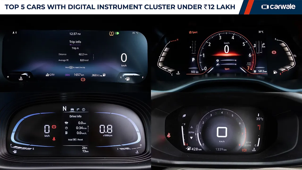 Top 5 cars with digital instrument cluster under Rs. 12 lakh CarWale