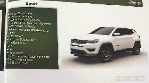 Jeep Compass brochure leaked ahead of debut - CarWale