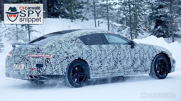 Mercedes-AMG GT sedan spied testing in snow with performance kit - CarWale
