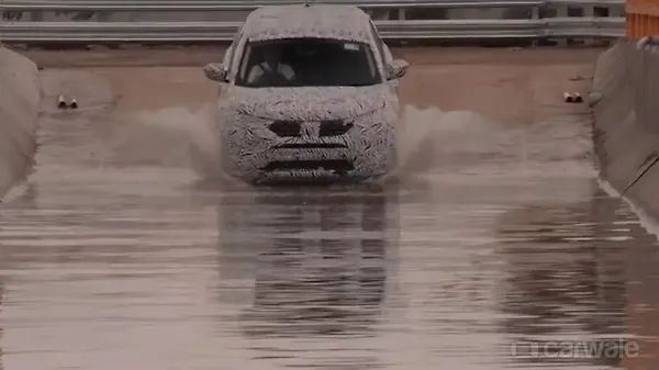 Tata Harrier teased while undergoing water wading test - CarWale