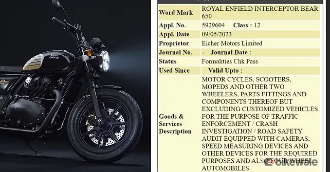 Royal Enfield Interceptor Bear 650 patented in India - BikeWale