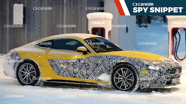 Sleeker Mercedes-AMG GT facelift spied testing in snow - CarWale