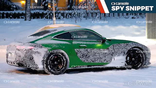 Sleeker Mercedes-AMG GT facelift spied testing in snow - CarWale