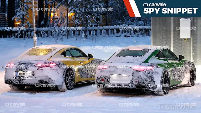 Sleeker Mercedes-AMG GT facelift spied testing in snow - CarWale