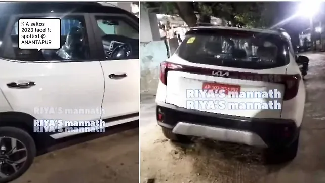 Kia Seltos facelift mid variant spied in white colour - CarWale