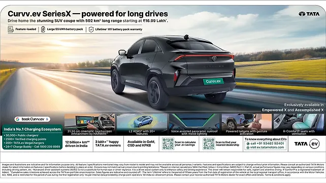 Tata Curvv EV SeriesX Range Introduced: Prices Start at Rs. 16.99 Lakh ...