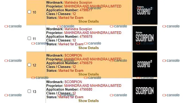 Mahindra files new trademarks for next-gen Scorpio - CarWale