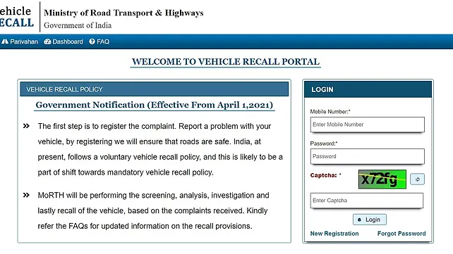 MoRTH introduces vehicle recall portal on Parivahan website - CarWale