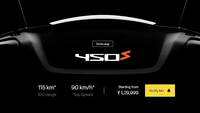 Ather 450S, Expected Price Rs. 1,29,000, Launch Date & More Updates ...